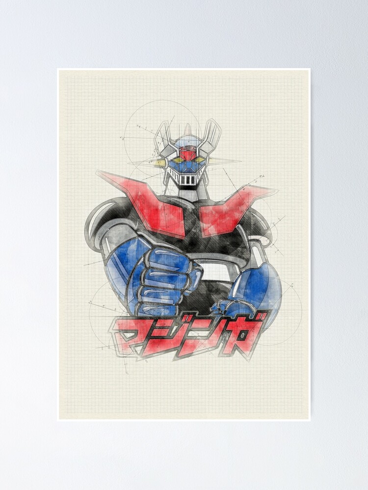 "Mazinger Z blue print" Poster for Sale by camikaze-es | Redbubble