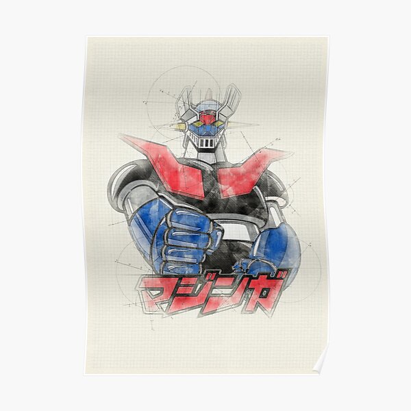 "Mazinger Z blue print" Poster for Sale by camikaze-es | Redbubble