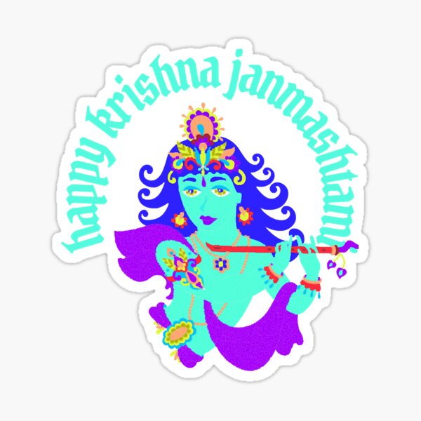 "Happy Krishna Janmashtami" Sticker for Sale by avikcreations | Redbubble