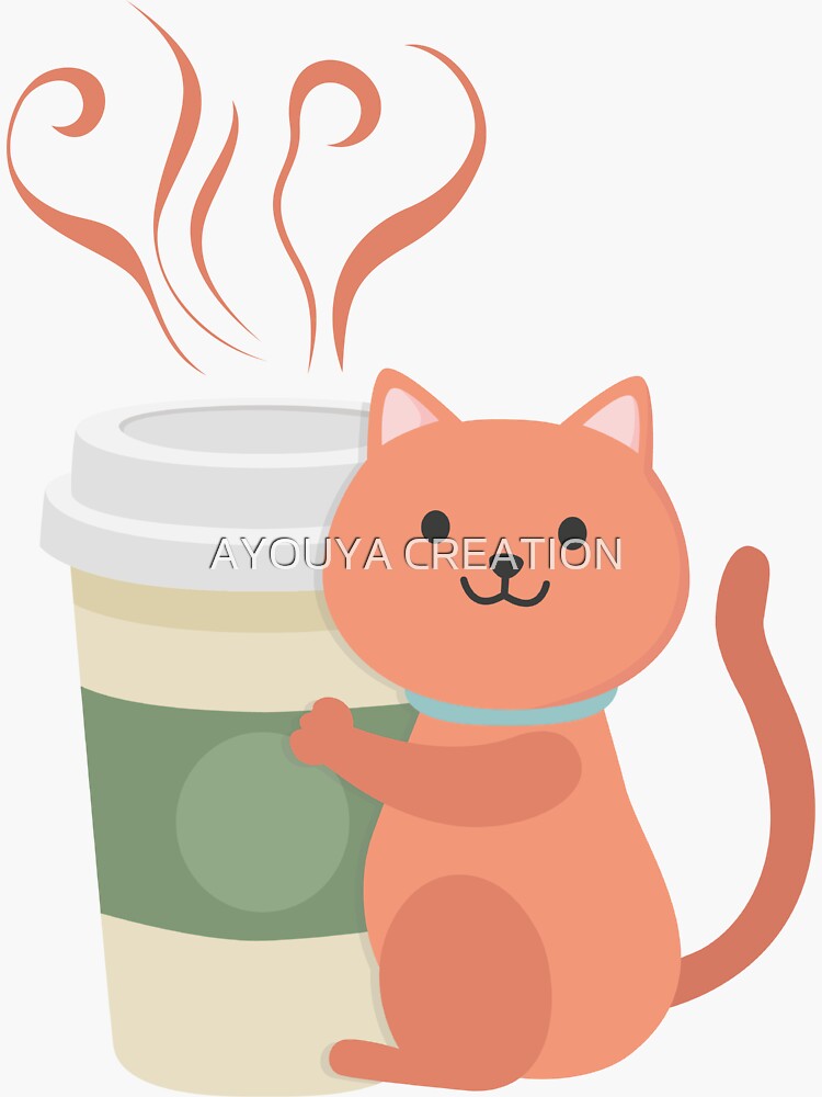 "Coffee Cats Cafe Cappuccino" Sticker for Sale by WILSONSIZE | Redbubble