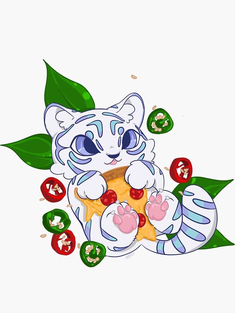 "Tiger & Pizza" Sticker for Sale by Mewmon | Redbubble