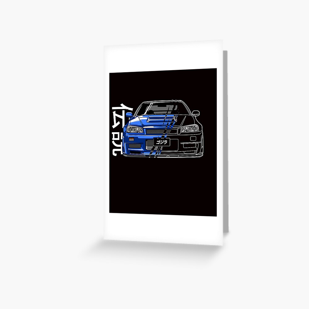 "R34 GTR Skyline Turbo JDM Tuning Car 90s Fan" Greeting Card for Sale ...
