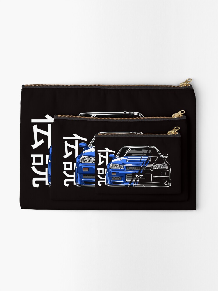 "R34 GTR Skyline Turbo JDM Tuning Car 90s Fan" Zipper Pouch by ...