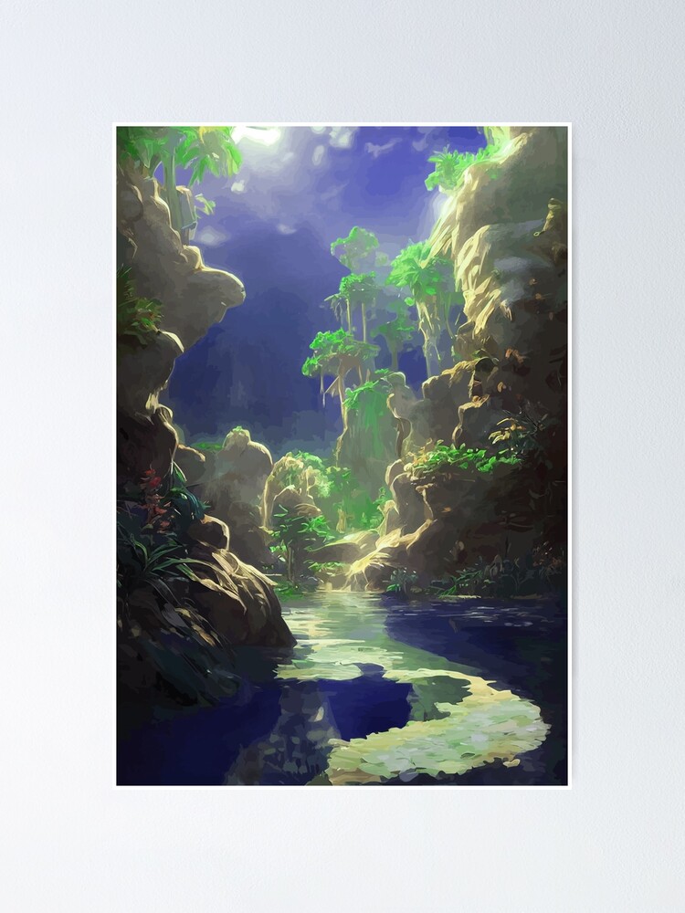 "Beautiful Tiny Hidden Oasis lake water palm trees" Poster for Sale by ...