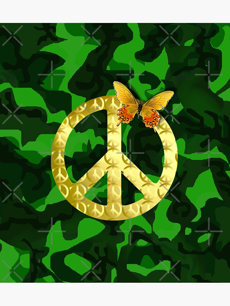 "Jungle Green Vibrant camouflage Peace sign Graffiti" Sticker for Sale ...