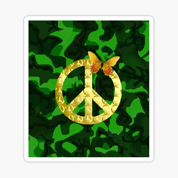 "Jungle Green Vibrant camouflage Peace sign Graffiti" Sticker for Sale ...