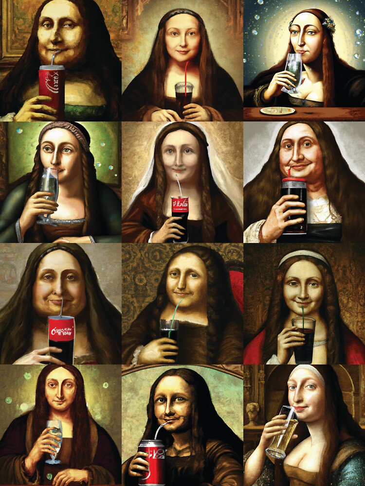 ""Variations on the drinking Mona Lisa"" Sticker for Sale by nanlos ...