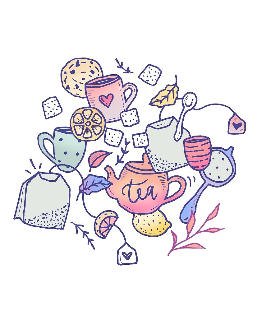 "Tea and Cookies Doodle Art" by Miruna Illustration | Redbubble