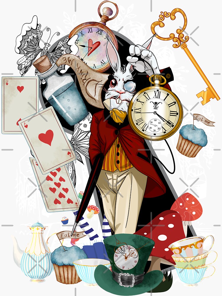 "Alice in wonderland, White Rabbit " Sticker for Sale by Martzart ...