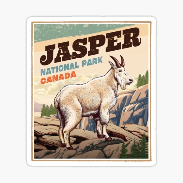 "Jasper National Park Vintage Look Goat" Sticker for Sale by ...