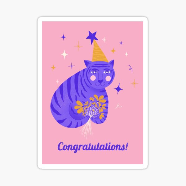 "Cute Party Cat illustration" Sticker for Sale by WeirdyTales | Redbubble