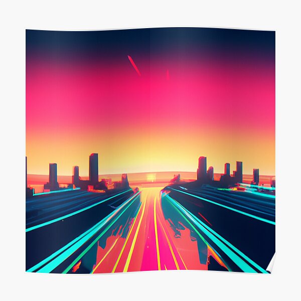 "Synthwave highway" Poster for Sale by SJG-digital | Redbubble