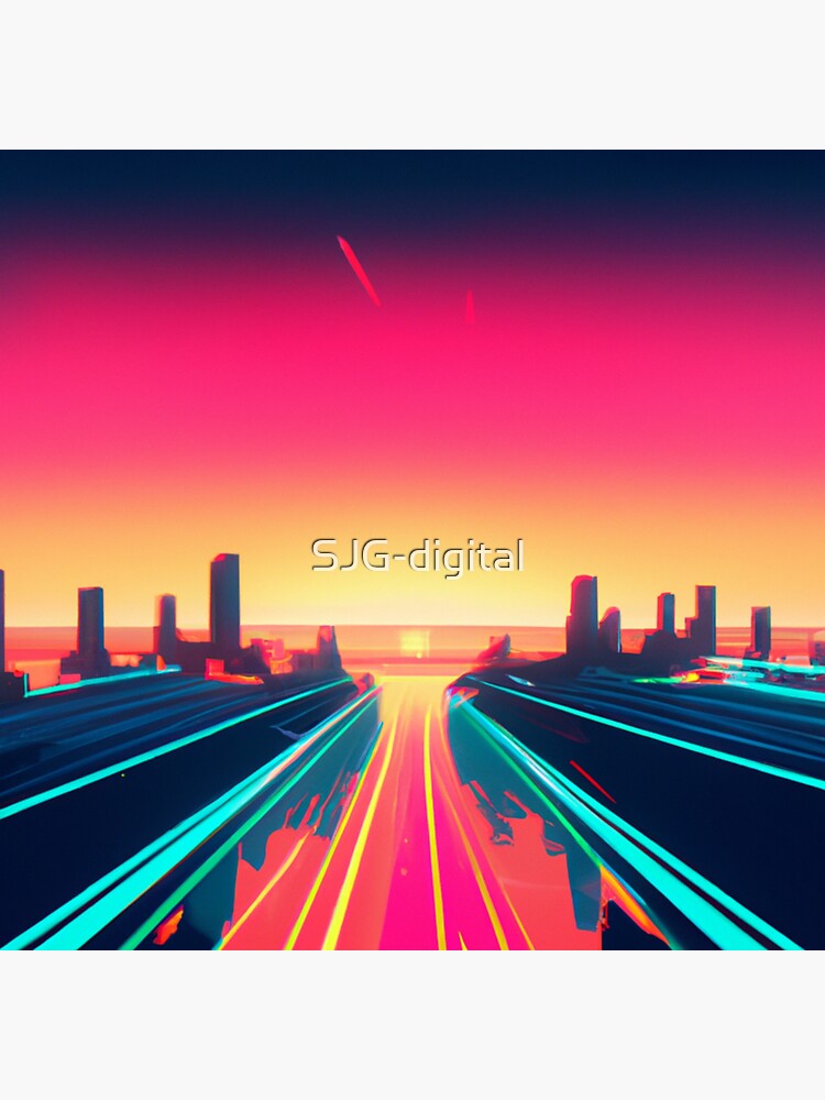 "Synthwave highway" Sticker for Sale by SJG-digital | Redbubble