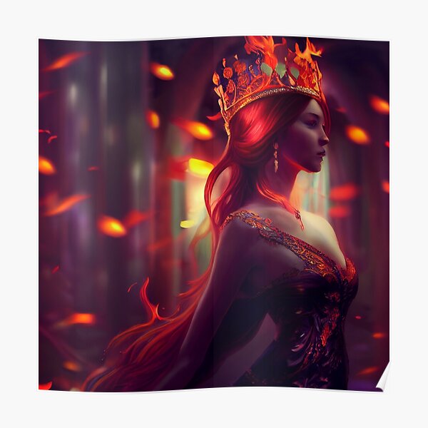 "Fire Elf Warrior Princess High Fantasy, Elves. Sorceress" Poster for ...