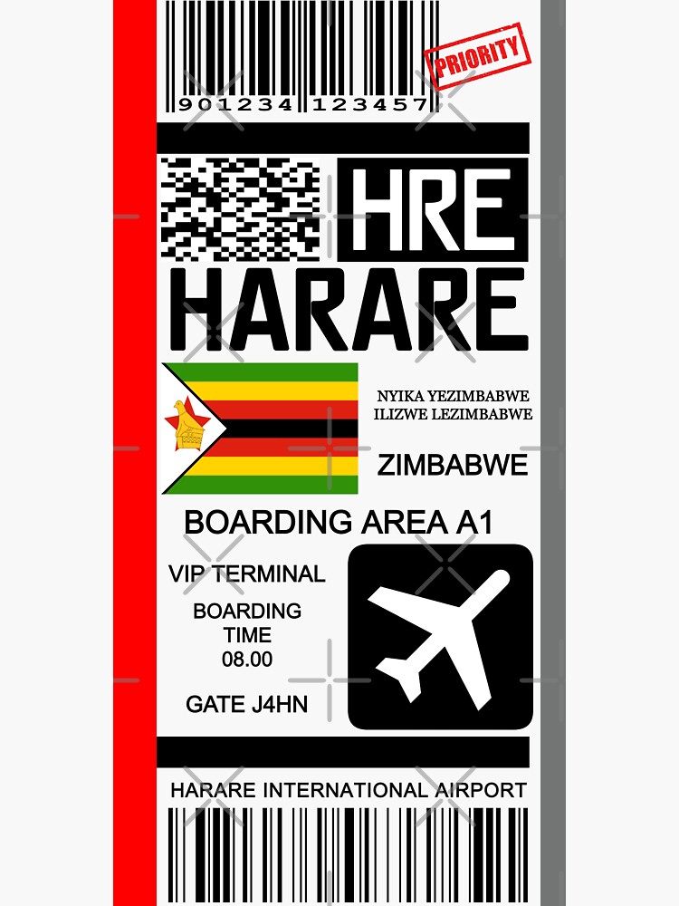 "Harare Zimbabwe travel ticket" Sticker for Sale by JDWalkerco | Redbubble