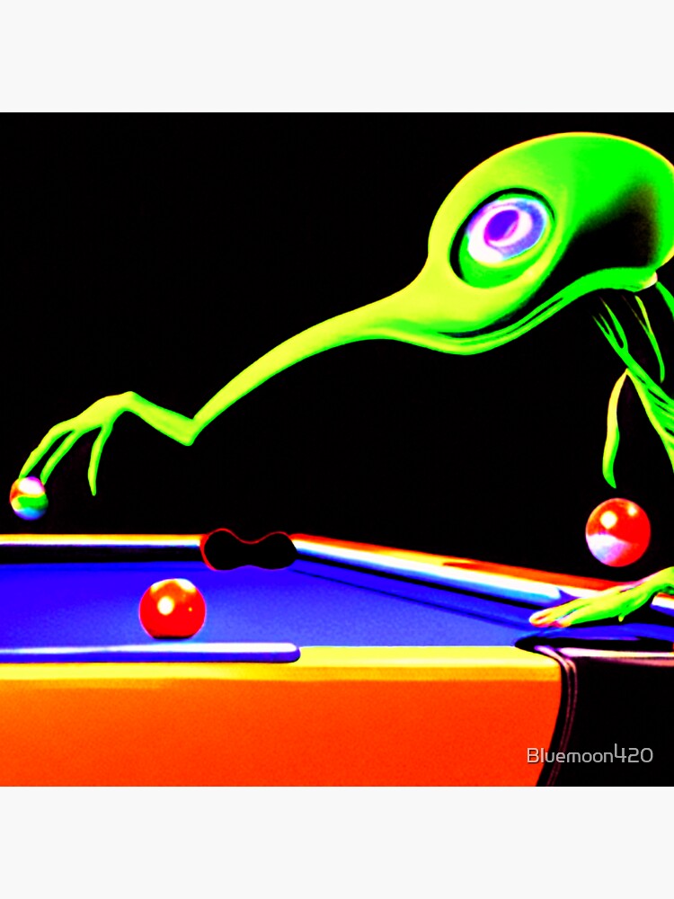 "An alien playing pool digital art" Sticker for Sale by Bluemoon420 ...