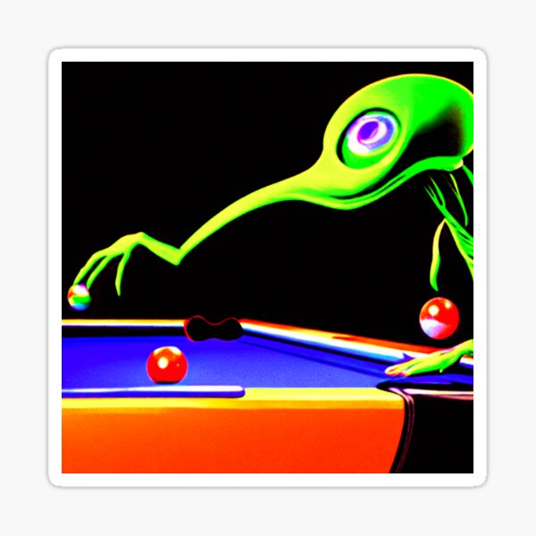 "An alien playing pool digital art" Sticker for Sale by Bluemoon420 ...