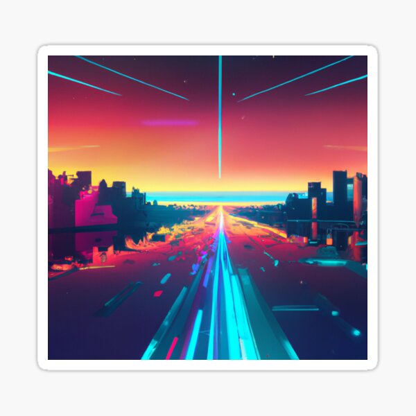 "Synthwave highway 3 " Sticker for Sale by SJG-digital | Redbubble