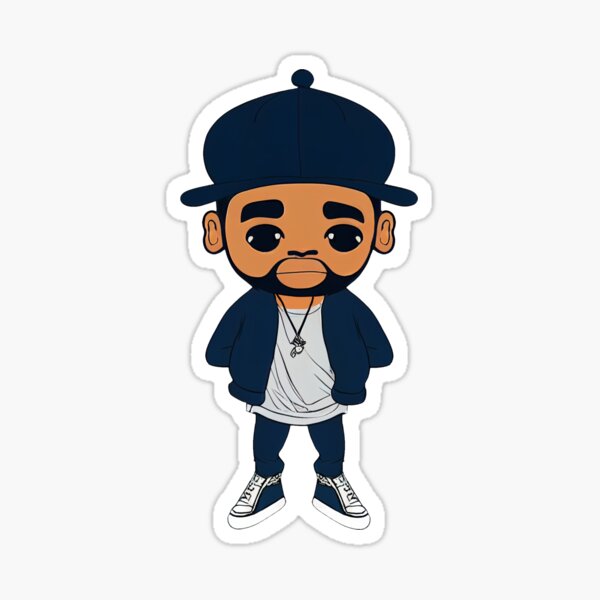 "Hiphop tiny rapper with cap and white shirt" Sticker for Sale by ...