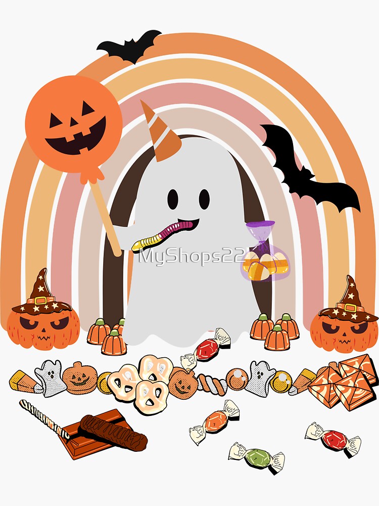 "Halloween Spooky only Candy Ghost" Sticker for Sale by MyShops22 ...