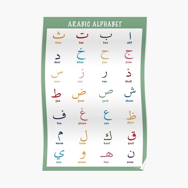 "Arabic Alphabet poster for kids learning-colourful letters" Poster for ...