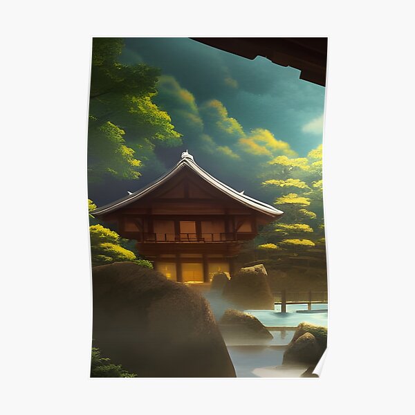 "Japanese onsen" Poster for Sale by MangetsuArt | Redbubble