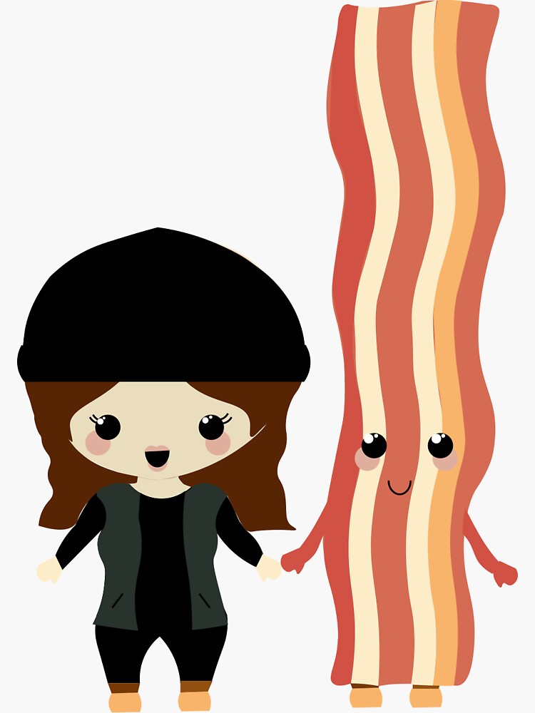 "Print of girl and bacon" Sticker for Sale by Mallure | Redbubble