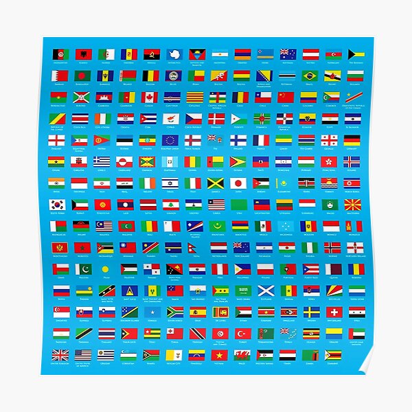 "Flags The World With Country Names" Poster for Sale by Robertflyn ...
