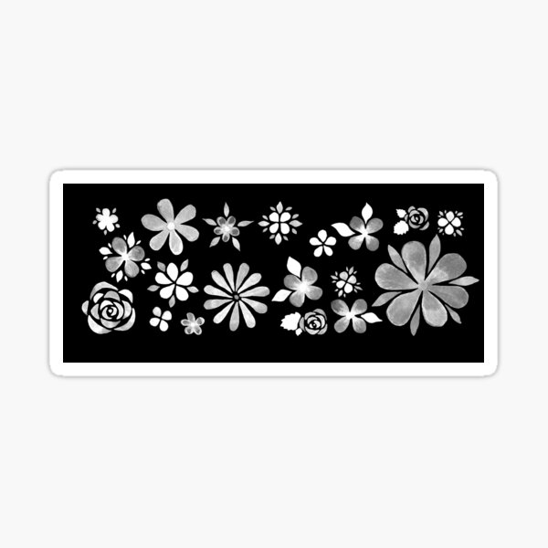 "Flowers Silver Gray Simple Minimalism Watercolor On Black Background ...