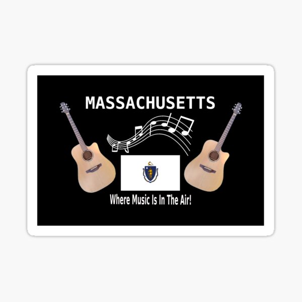 "Massachusetts Acoustic Guitar Shirt" Sticker for Sale by GuitarNuts ...