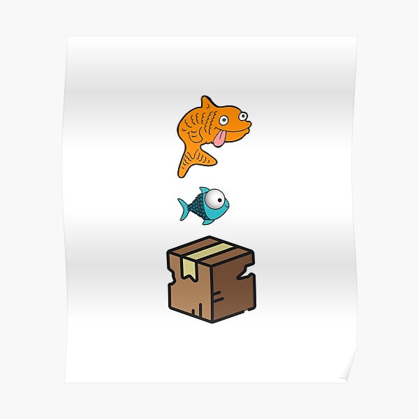 Póster «Caja de cartón Big Fish Little Fish - Estilo de dibujos ...