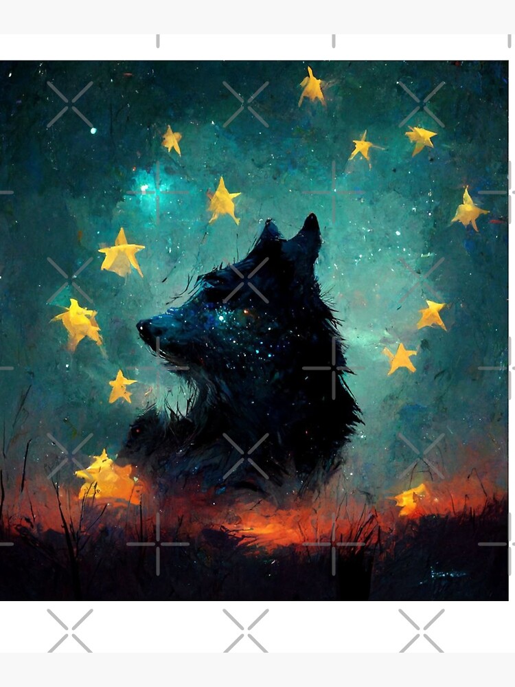 "black wolf starry ,Wolf Howling at the Moon " Art Print for Sale by ...