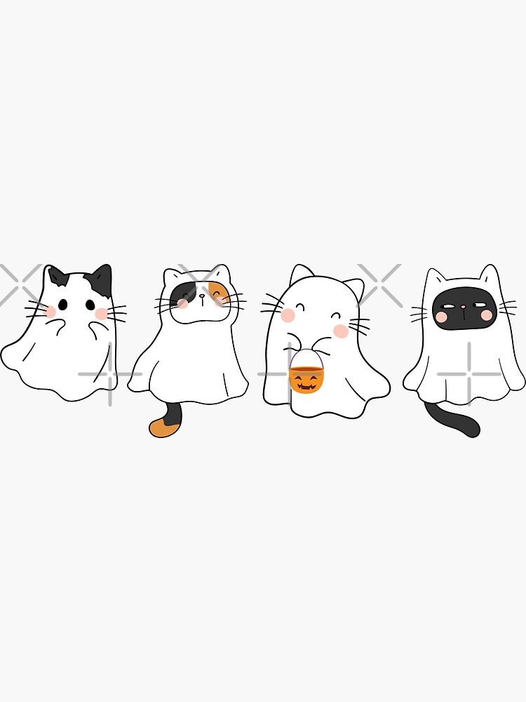 "Cute Halloween Cat Ghost Costume - Trick or Treating Cats in Ghost ...
