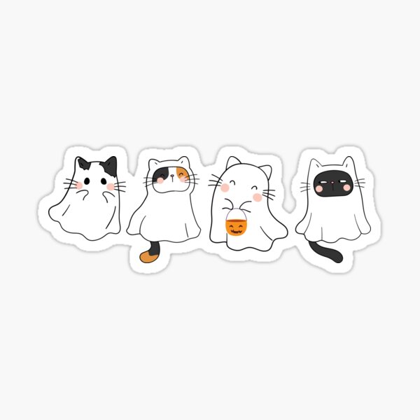 "Cute Halloween Cat Ghost Costume - Trick or Treating Cats in Ghost ...
