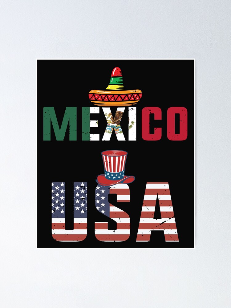 Póster «Camisas mitad mexicanas y mitad americanas Bandera de México y ... Póster «Camisas mitad mexicanas y mitad americanas Bandera de México y ...