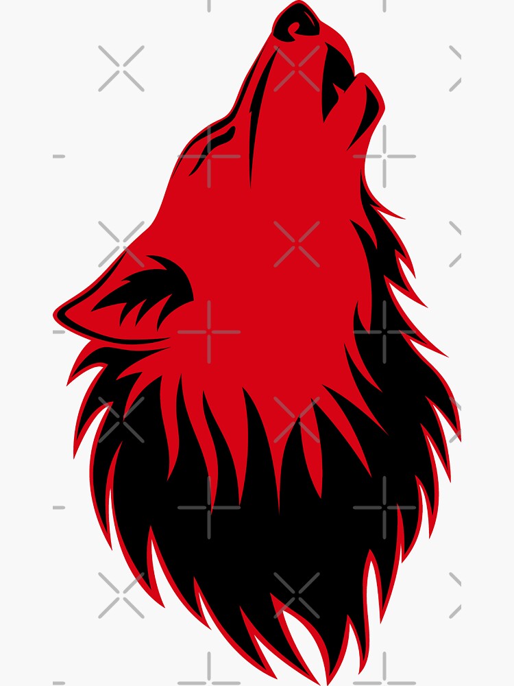 "Red Wolf Howling Howl Halloween" Sticker for Sale by beastnyc | Redbubble