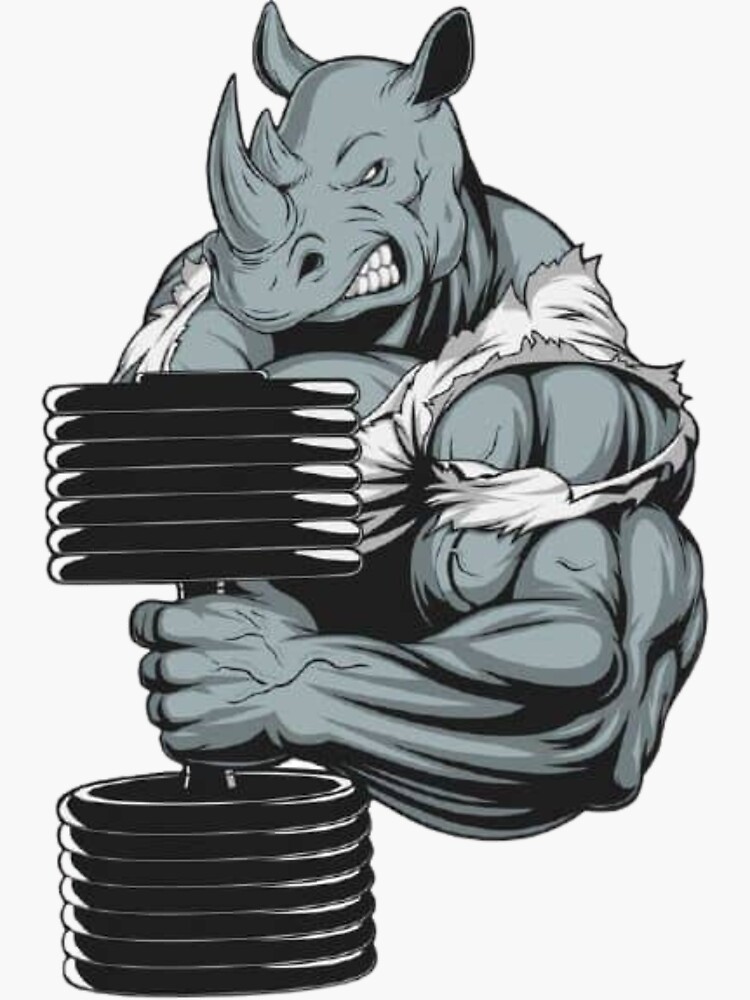 "Rhyno BodyBuilder" Sticker for Sale by CopeShop | Redbubble