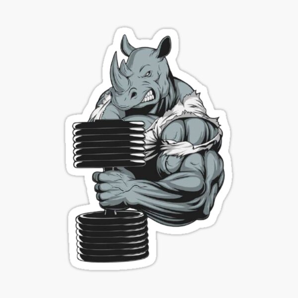 "Rhyno BodyBuilder" Sticker for Sale by CopeShop | Redbubble