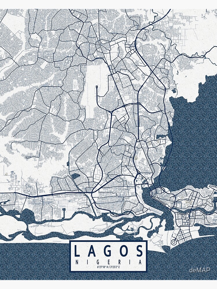 "Lagos City Map of Nigeria - Coastal" Poster for Sale by deMAP | Redbubble