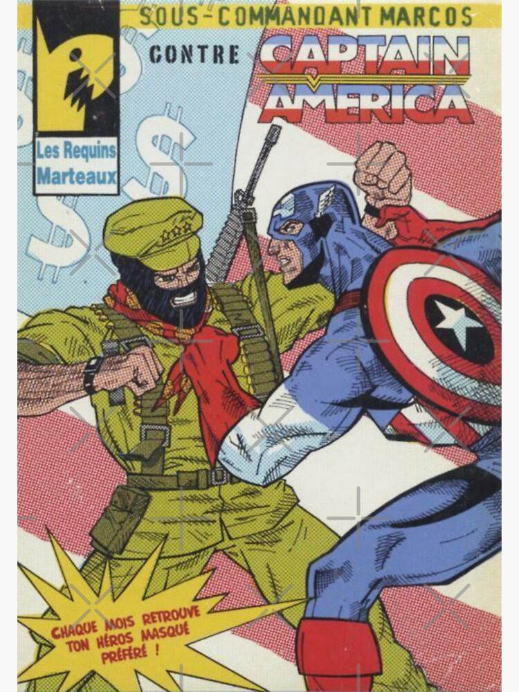 "Subcomandante Marcos vs Captain America" Sticker for Sale by Caracol ...