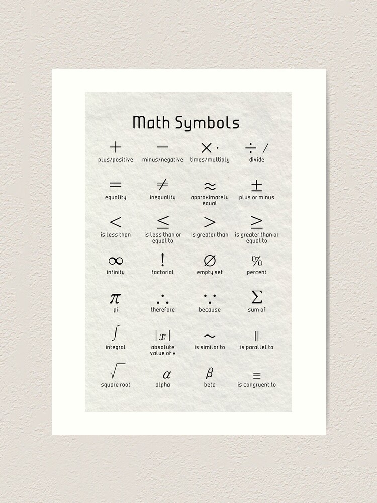 "Maths Symbols" Art Print for Sale by coolmathposters | Redbubble
