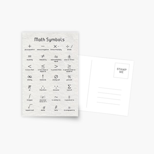 "Maths Symbols" Postcard for Sale by coolmathposters | Redbubble