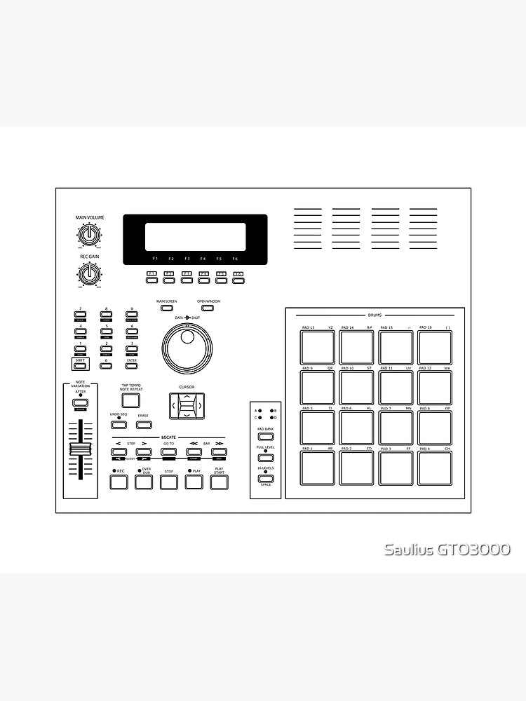 "AKAI MPC 2000 Blueprint transparent" Art Print by JeanSaul | Redbubble