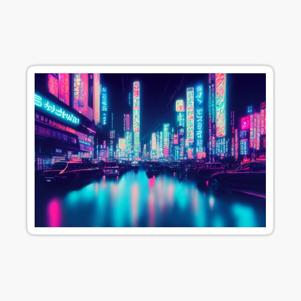 "Neo Tokyo Streets" Sticker for Sale by Foodcolored | Redbubble