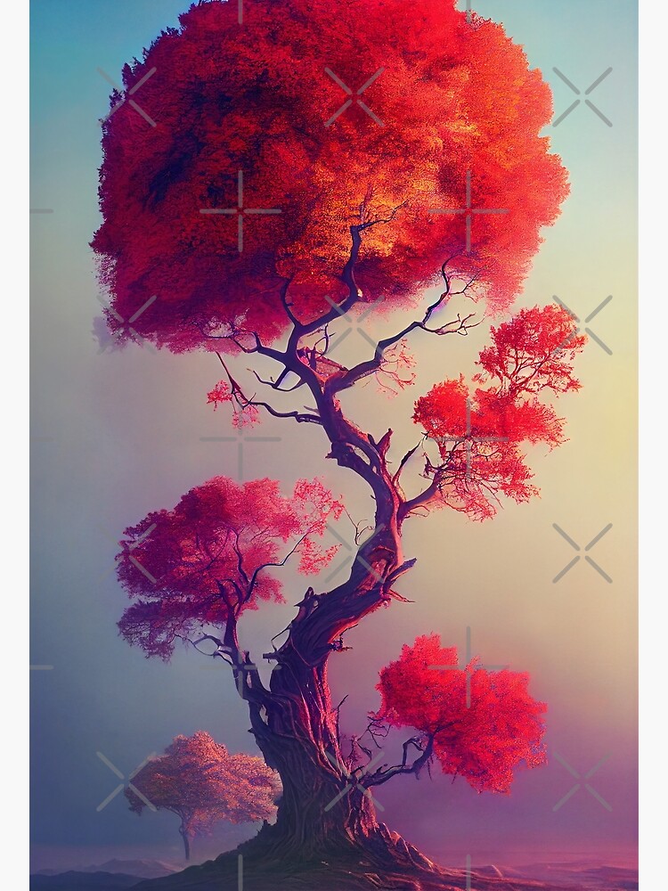 "Red fall tree paintings" Poster for Sale by MG-S | Redbubble