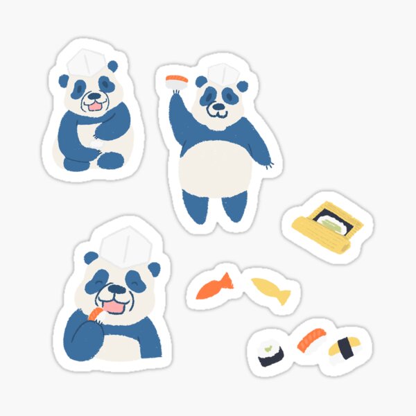"Cute Panda Sushi Chef Drawing illustration" Sticker for Sale by ...