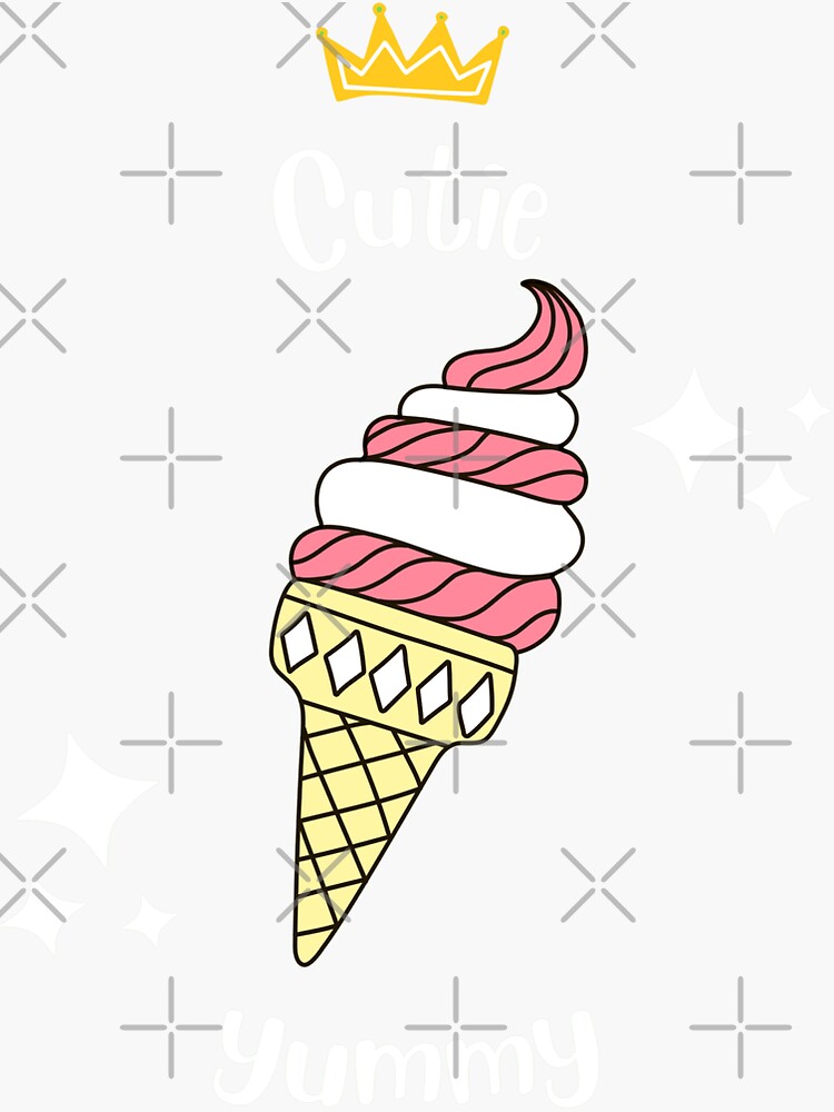 "Cutie Ice Cream Cone Aesthetic Cute Ice Cream Candy" Sticker for Sale ...