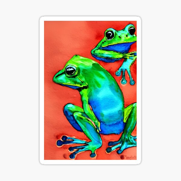 "Trippy Watercolor Frogs" Sticker for Sale by caraxobert | Redbubble