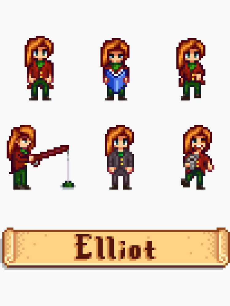"Stardew Valley Sprites Elliot " Sticker for Sale by michaelhaines ...