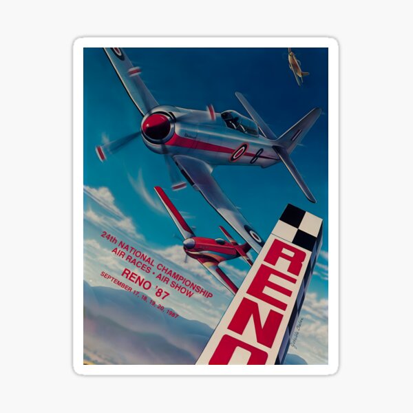 "" reno Nevada Original 1987 National Air Races Poster"" Sticker for ...